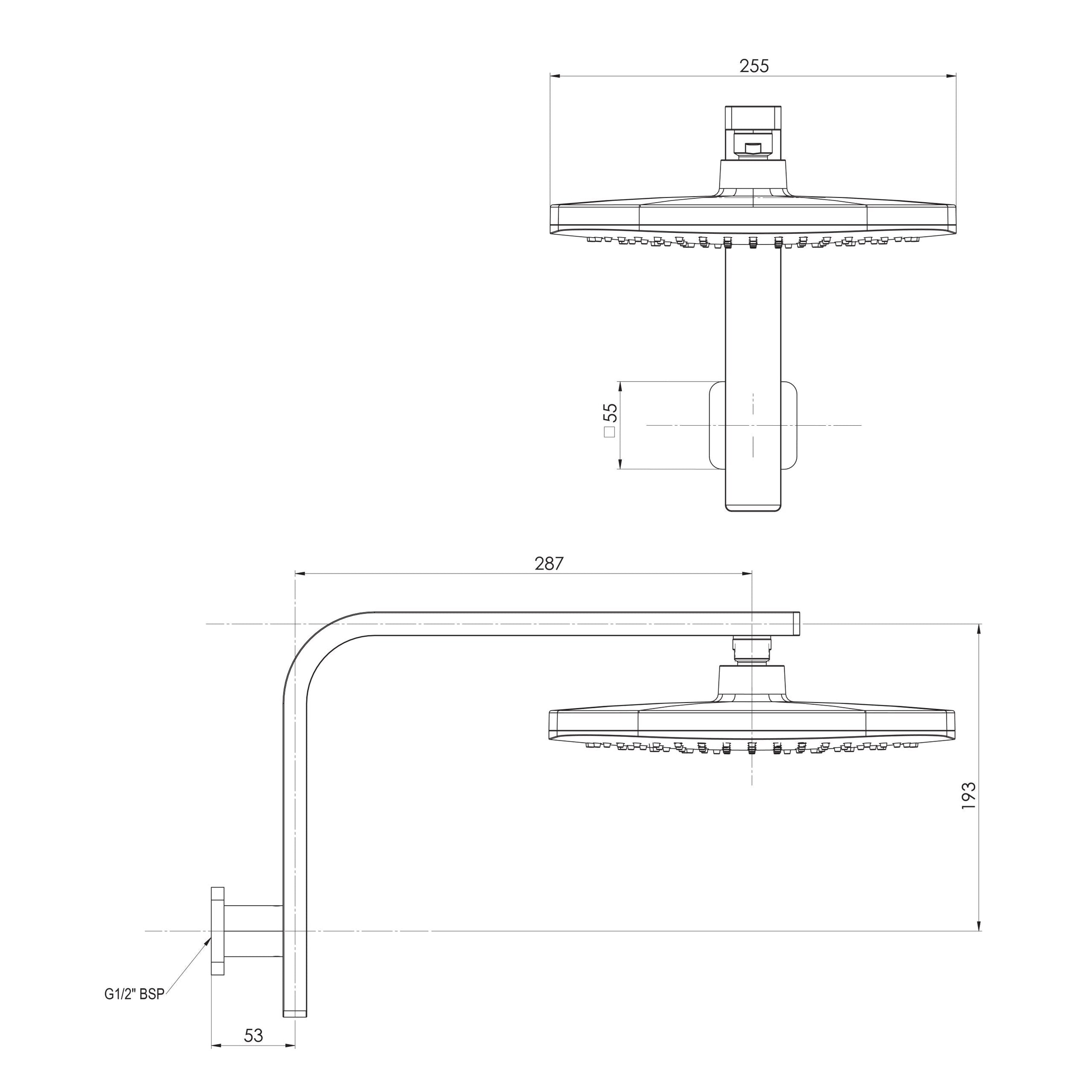 Nuage Wall Shower Arm & Rose (Multiple Finish Options) — The Bathroom Biz