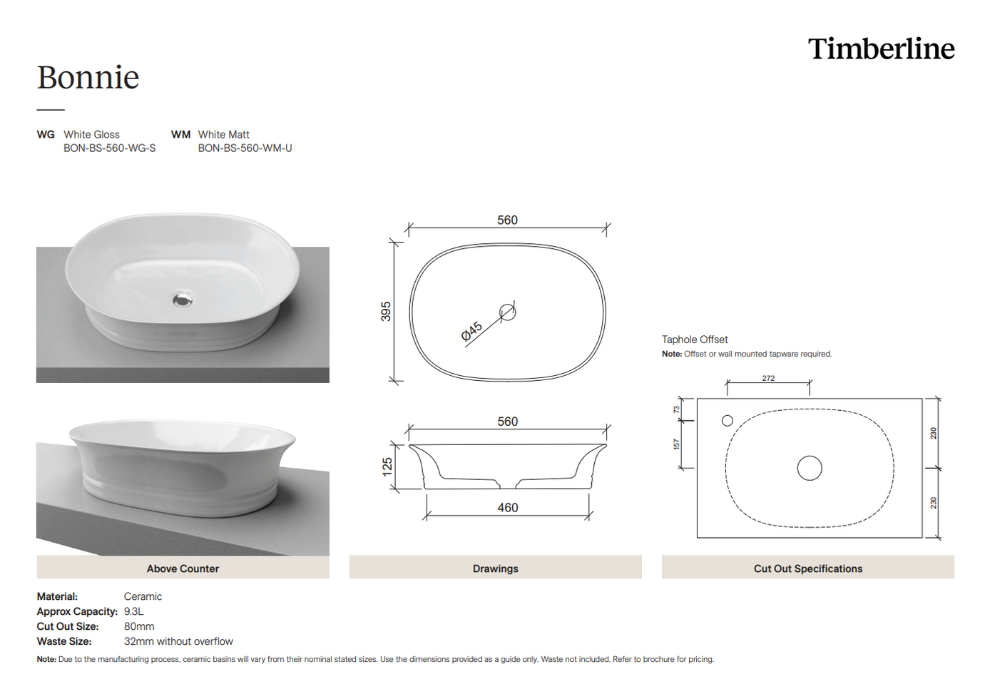 Timberline Bonnie Basin (Multiple Finish Options) — The Bathroom Biz