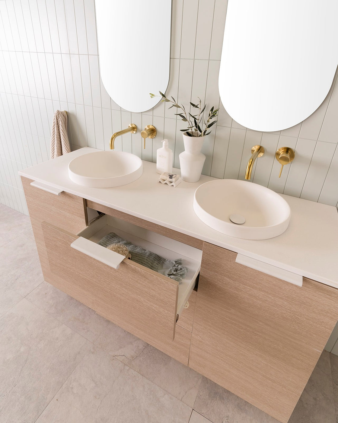 ADP Glacier Pro Full Depth Vanity with Hamper — The Bathroom Biz