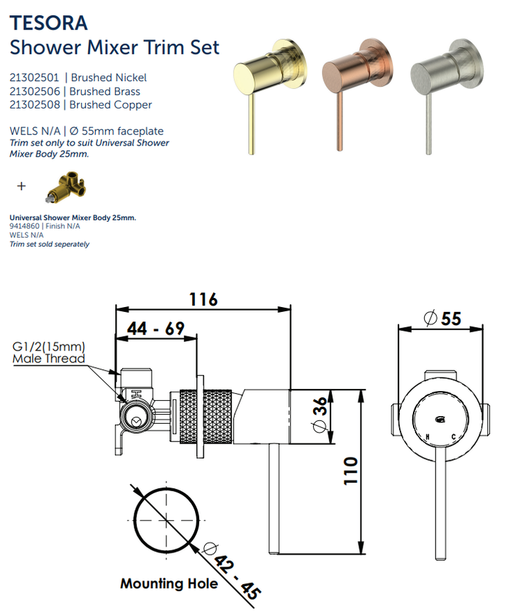 Tesora Wall Mixer (Multiple Finish Options) — The Bathroom Biz